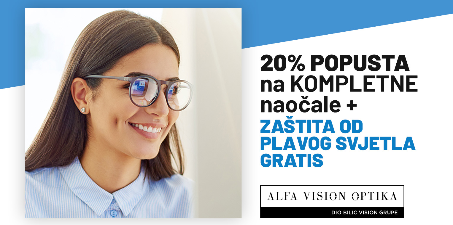 Iskoristite 20% popusta na kompletne naočale sa zaštitom od plavog ...